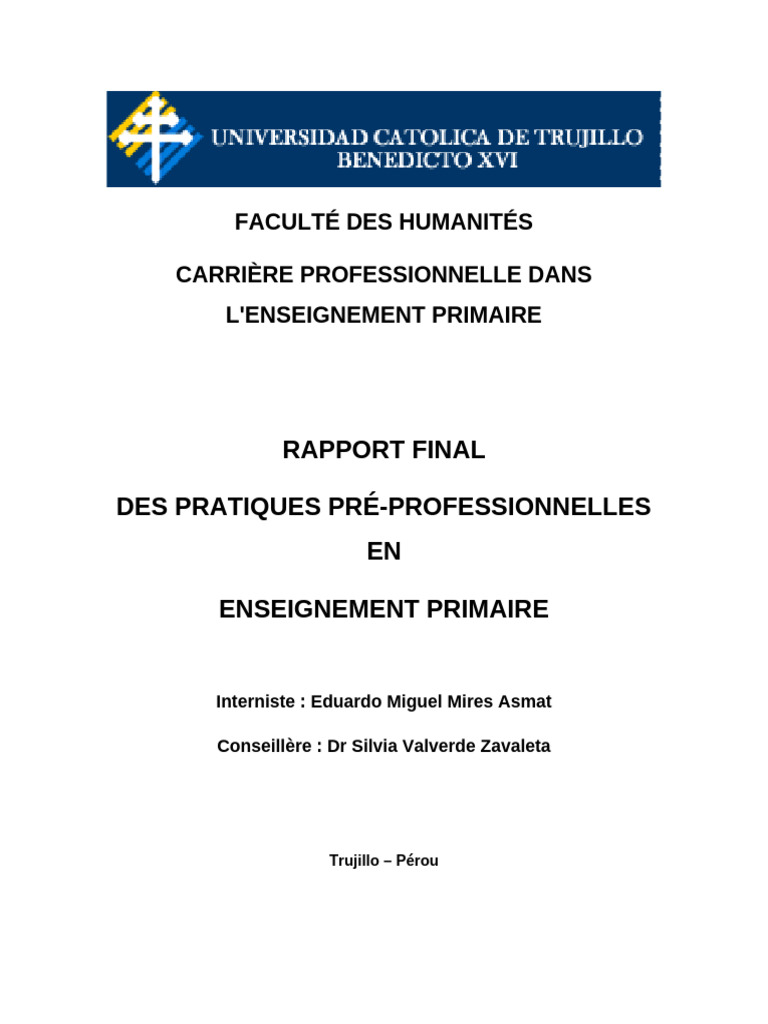 rapport de stages | PDF | Pédagogie | Enseignants