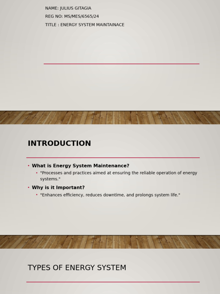 Energy System Maintenance Overview | PDF