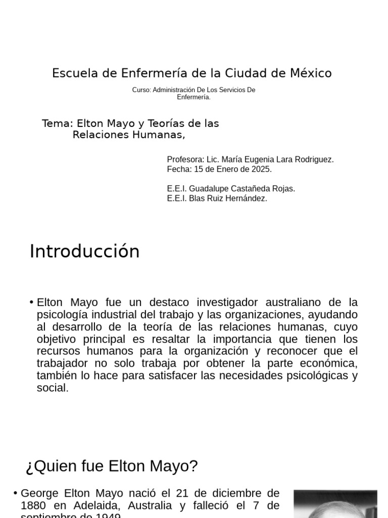 Teoría de Relaciones Humanas de Elton Mayo | PDF