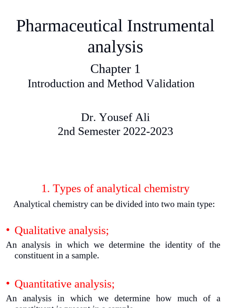 Pharmaceutical Instrumental Analysis Overview | PDF | Analytical ...