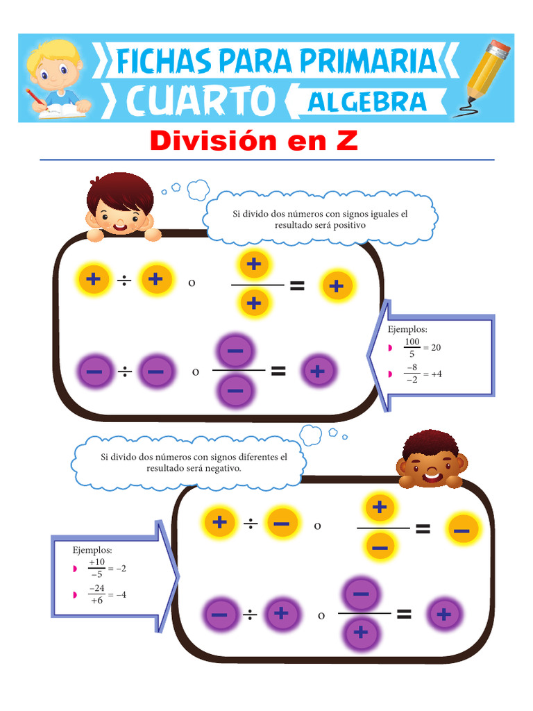 División de Números Enteros para Cuarto de Primaria | PDF