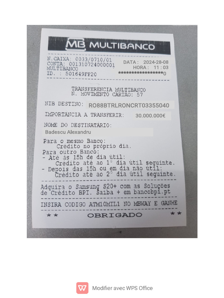 Transfer Bancar Badescu Alexandru | PDF