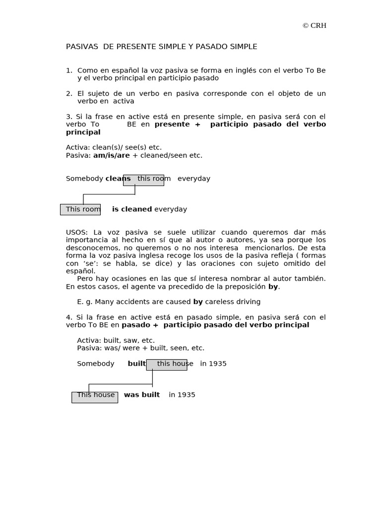 Pasivas en Presente y Pasado Simple | PDF
