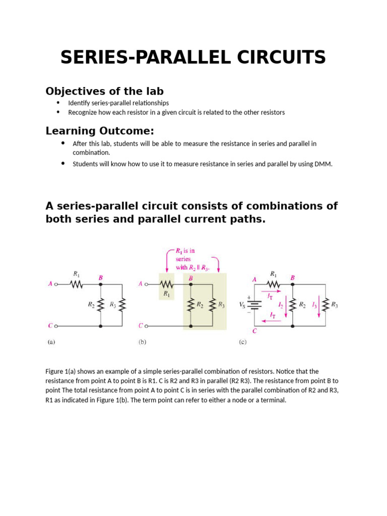 Lab - 07 Series Parallel circuits | PDF | Resistor | Series And Parallel Circuits