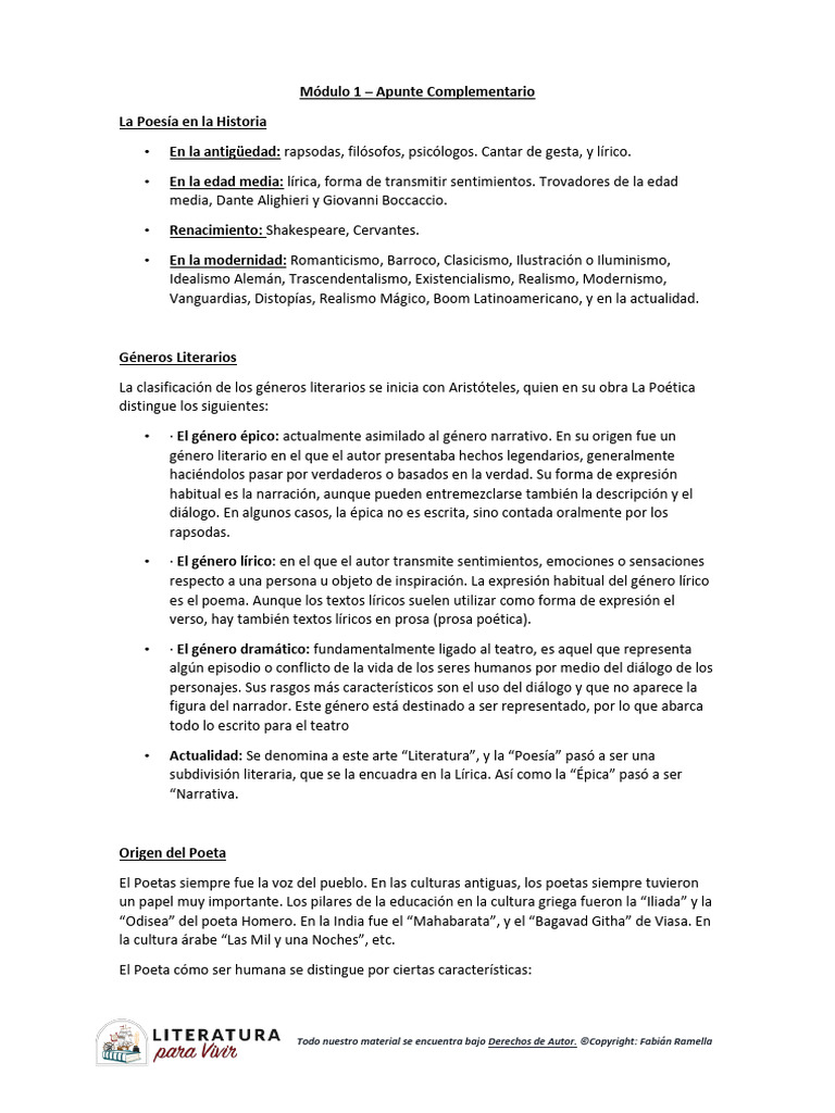 Módulo 1 - Apunte Complementario | PDF | Poesía | Autor