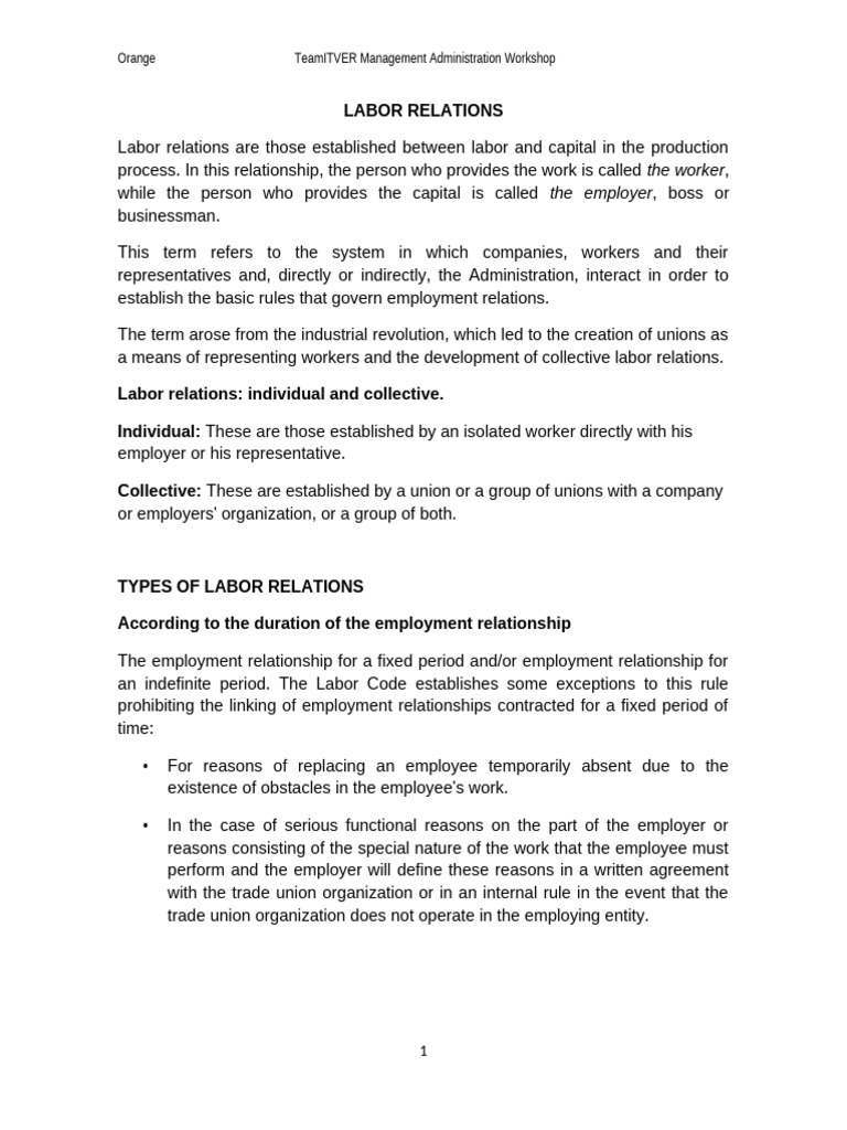 Labor Relations | PDF | Employment | Labour Law