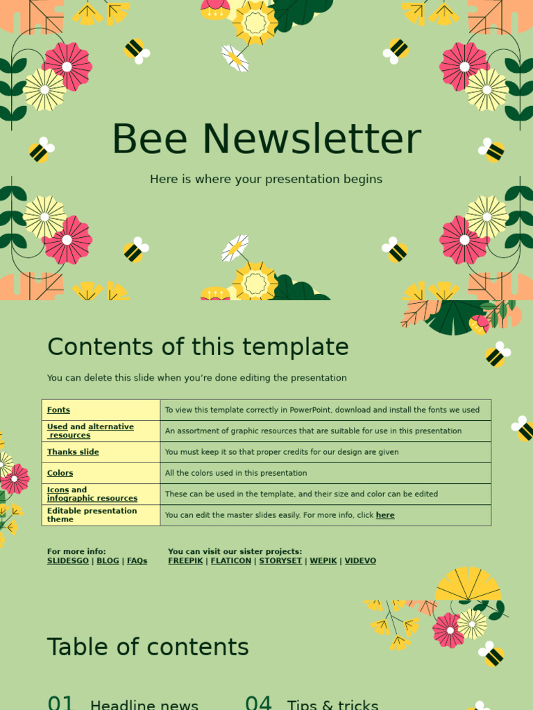 Bee Newsletter by Slidesgo | PDF | Icon (Computing)