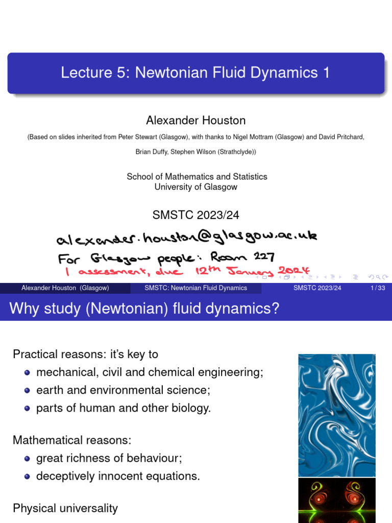 Newtonian Fluid Dynamics Lecture | PDF | Fluid Dynamics | Fluid Mechanics