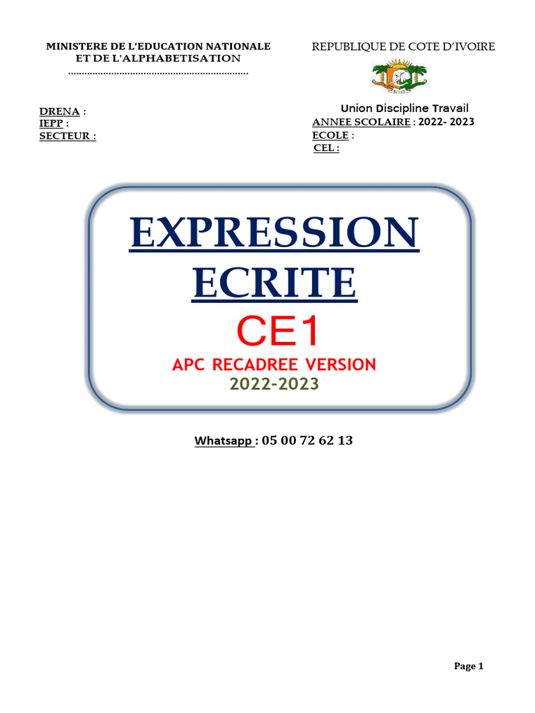Expression écrite CE1 : Présentation famille | PDF | la communication ...