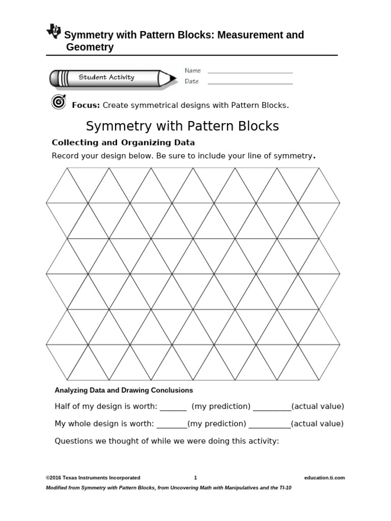 Symmetry With Pattern Blocks - Student | PDF