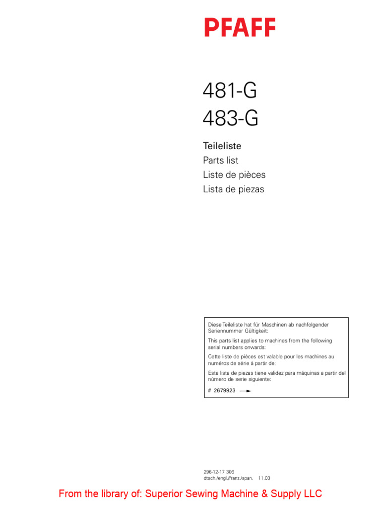 Pfaff 481 Machine Overview | PDF