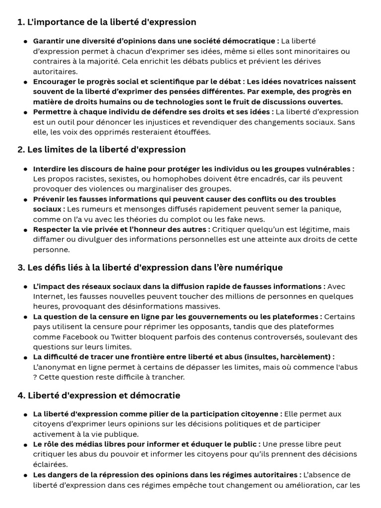 Importance de la liberté d'expression | PDF | Liberté d'expression ...