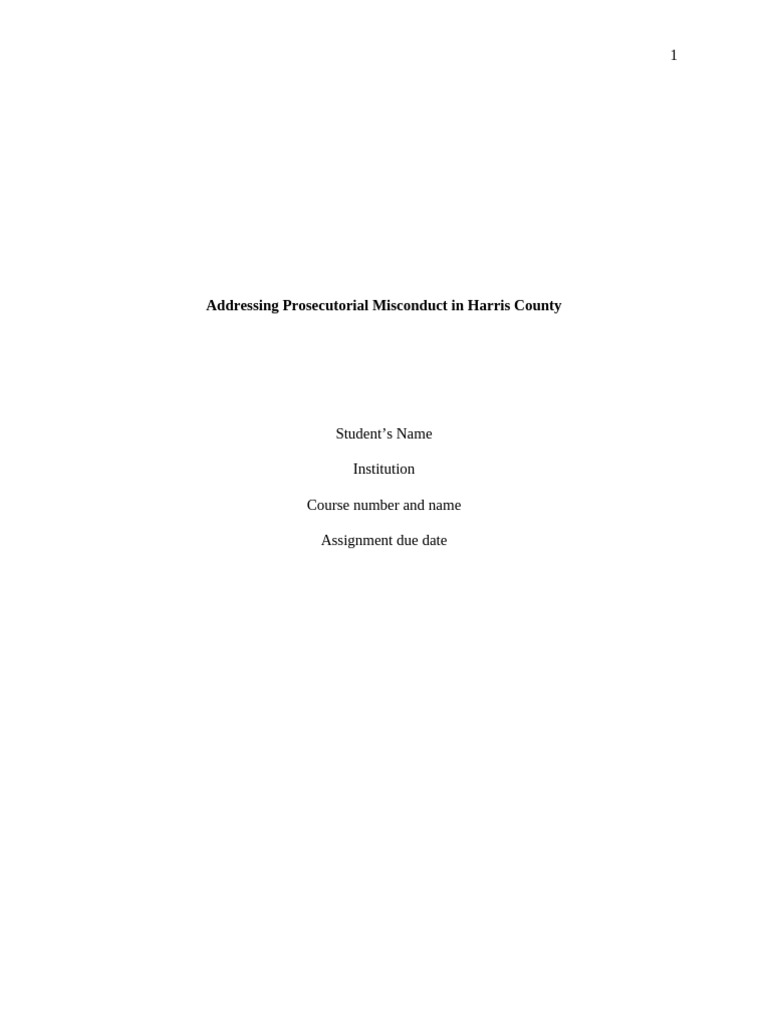 Reforming Prosecutorial Misconduct in Harris County | PDF | Miscarriage ...