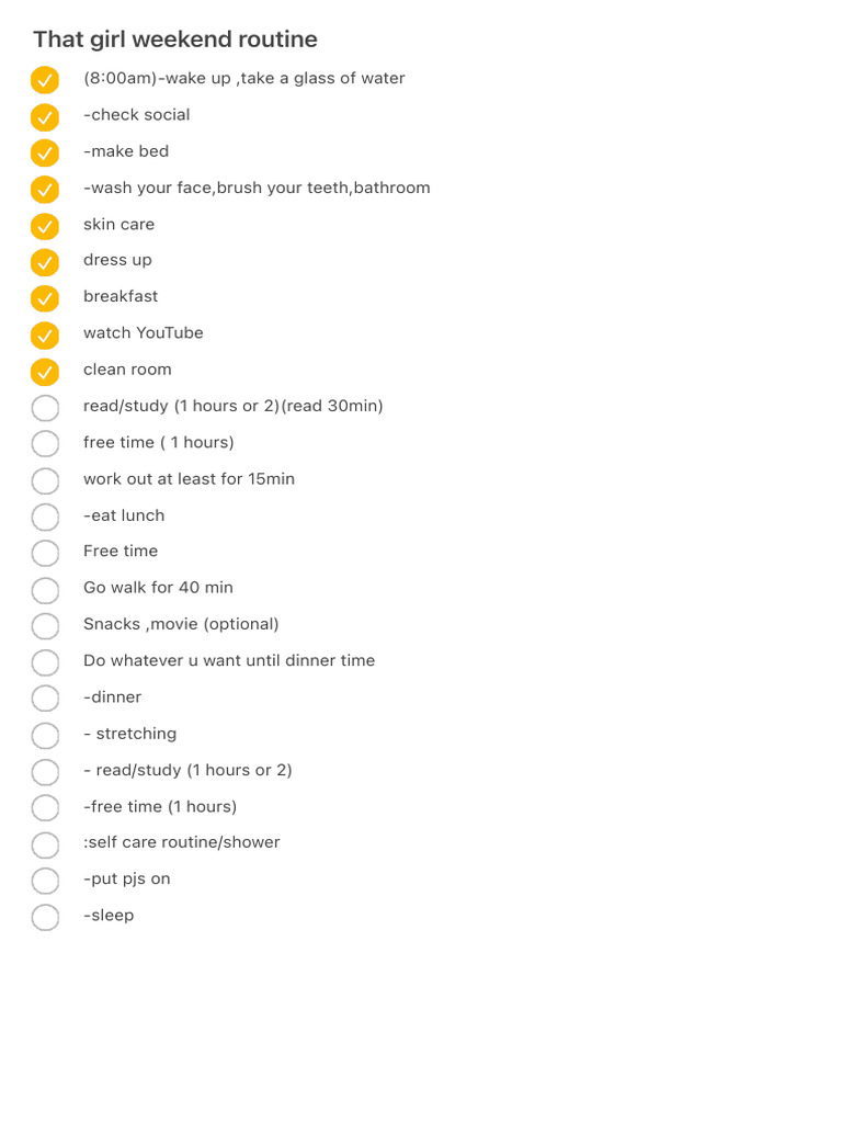 Weekend Routine for Girls: Daily Schedule | PDF