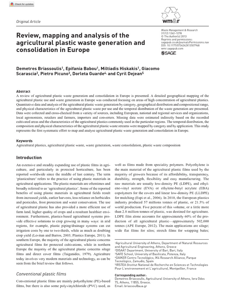 European Agricultural Plastic Waste Analysis | PDF | Polyethylene | Biodegradation