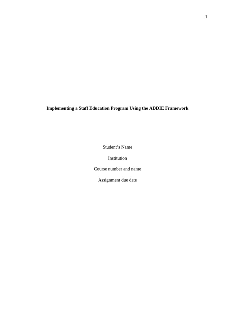 Implementing A Staff Education Program Using The ADDIE Framework | PDF ...