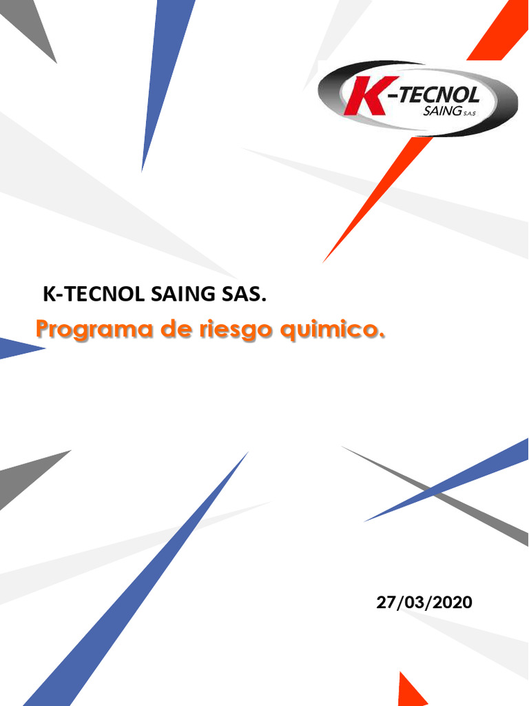 Programa de Manejo de Sustancias Químicas (Cancerígenas y Toxicas) .KT-SST-PD-10.Programa de ...