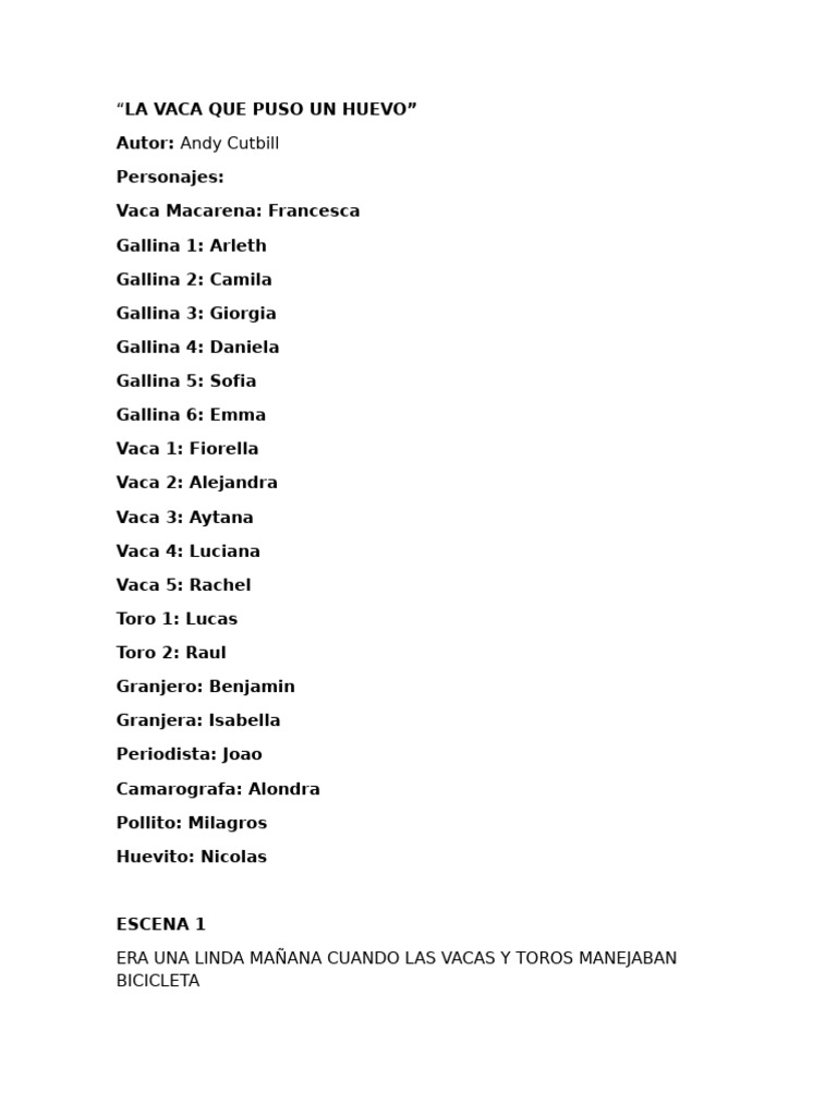 La Vaca Que Puso Un Huevo | PDF | Pollo