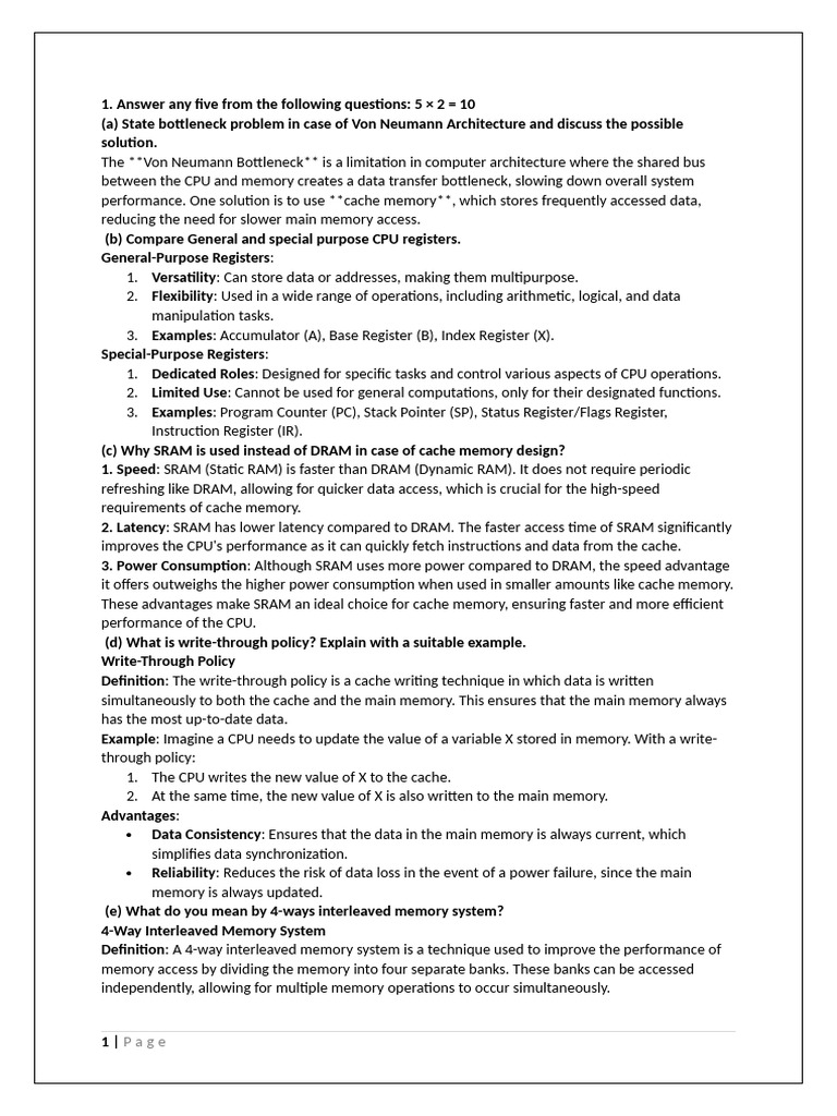 Architechture Solve Part 1-1 | PDF | Random Access Memory | Cpu Cache