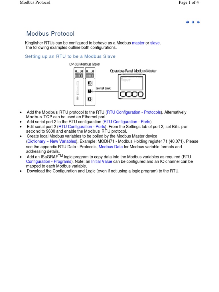 Modbus Protocol: Setting Up An RTU To Be A Modbus Slave | PDF | Port (Computer Networking ...