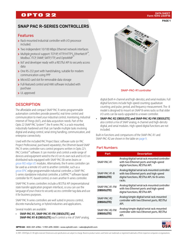 1594 SNAP PAC R-Series Data Sheet | PDF | Computer Network | Internet ...