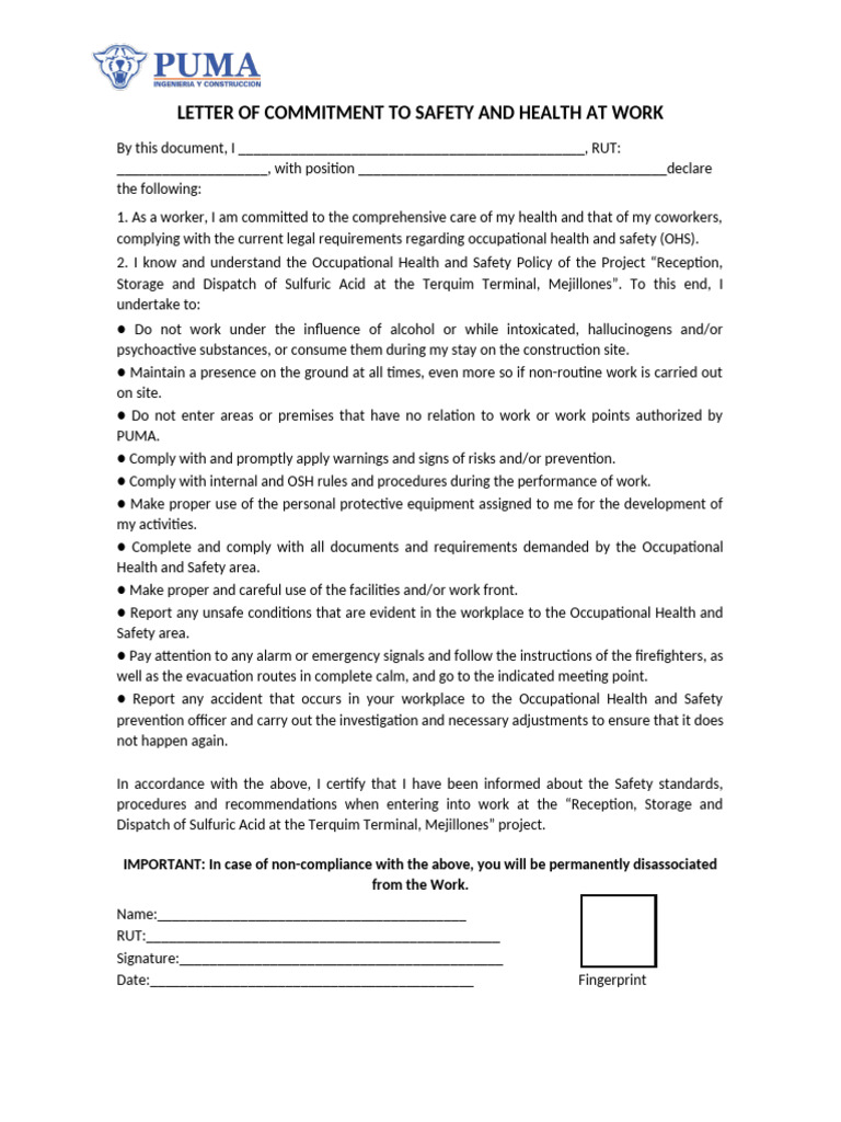 Commitment to Workplace Safety OHS | PDF | Occupational Safety And ...
