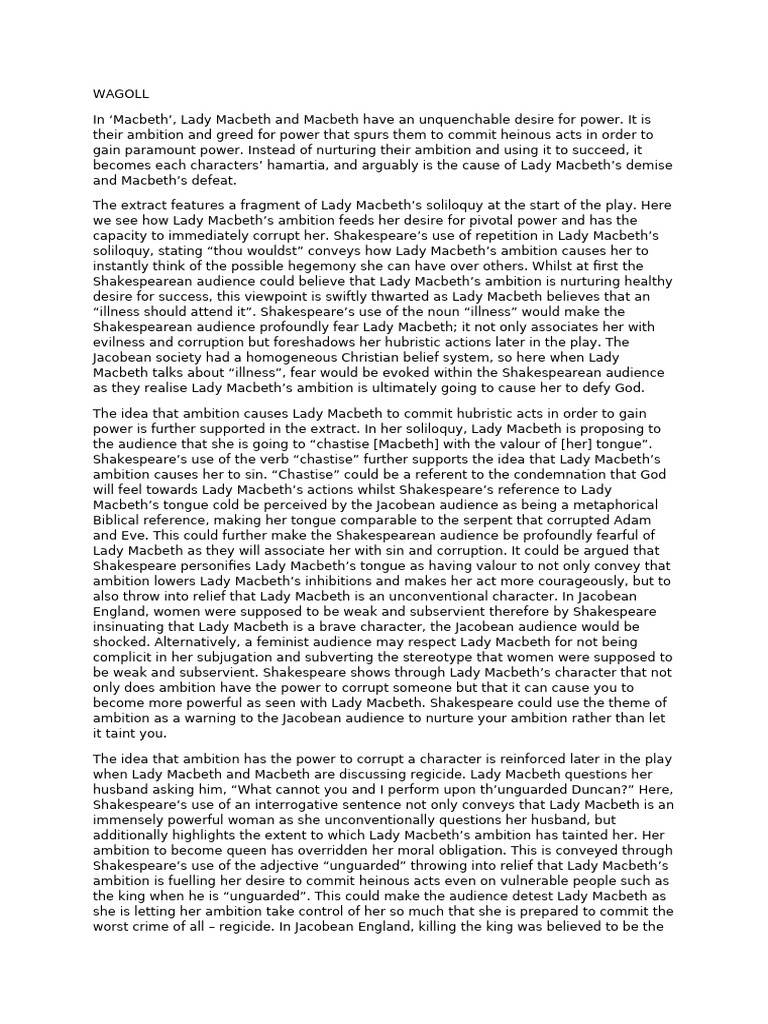 Mac 3. Sample Essay On Ambition Band 6 | PDF | Macbeth | William ...