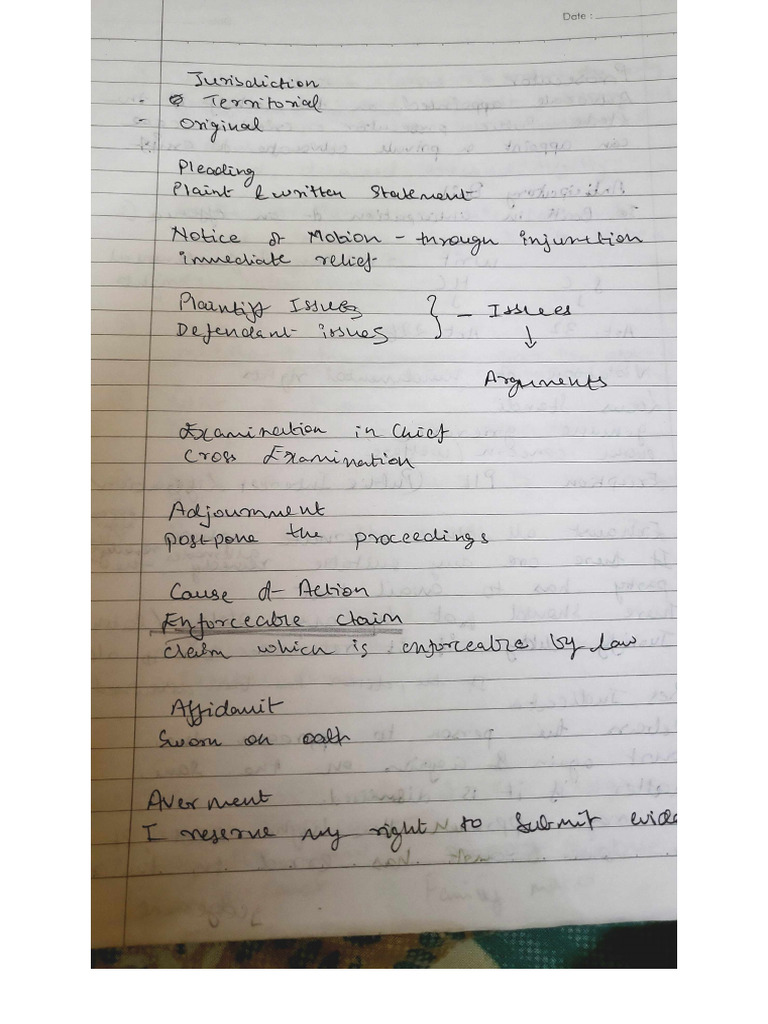 Legal Language Hand Written Notes | PDF