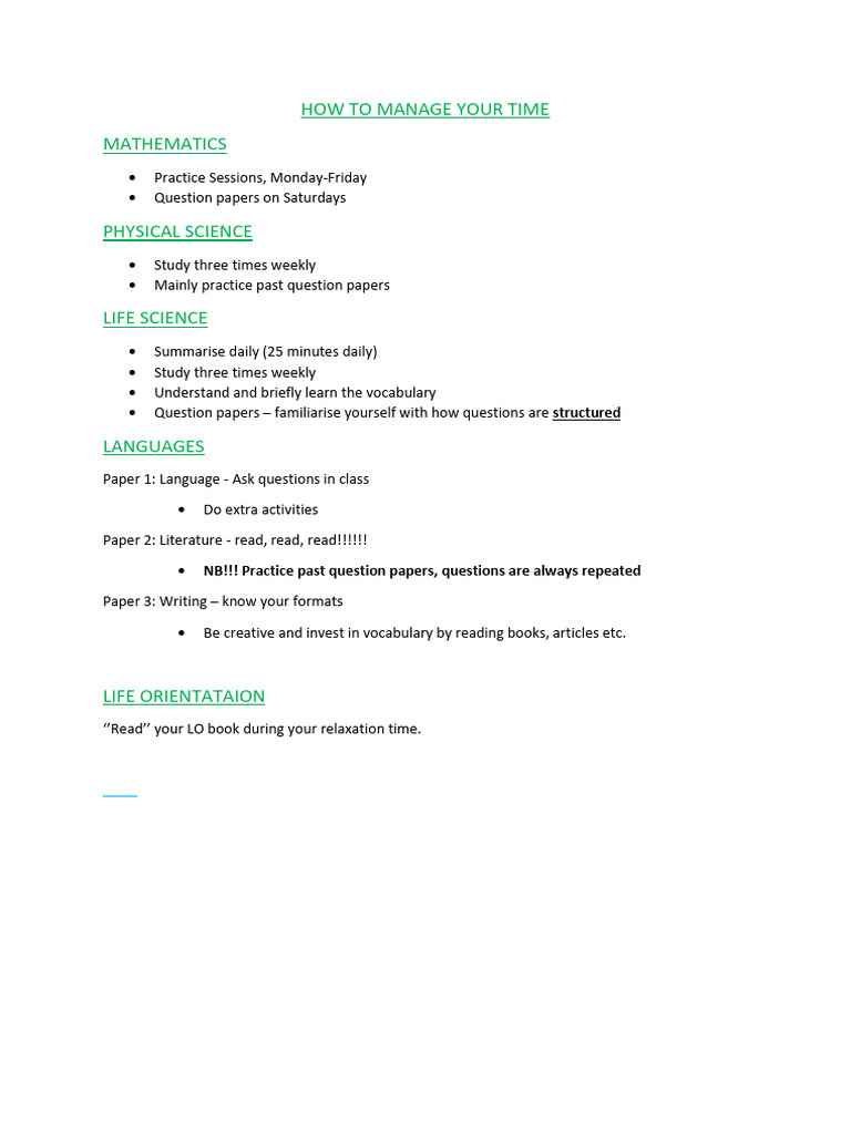 How To Manage Your Time | PDF