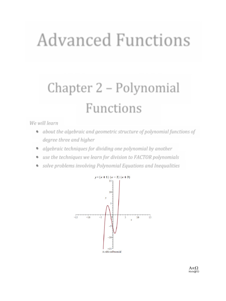 MHF4U Chapter 2 - Polynomial Fns | PDF | Polynomial | Factorization
