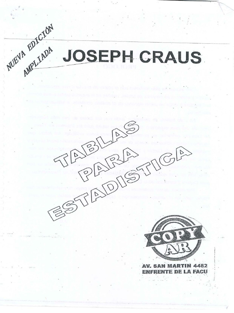 Tablas para Estadistica - Craus | PDF
