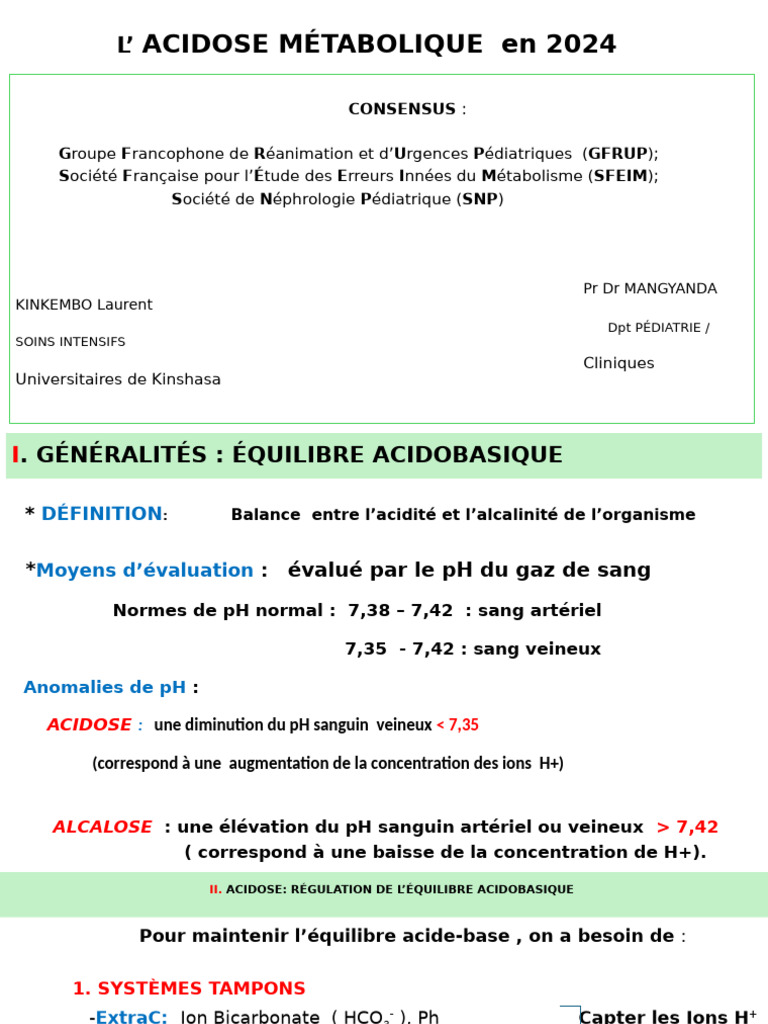 Comprendre l'acidose métabolique en 2024 | PDF | Spécialités médicales