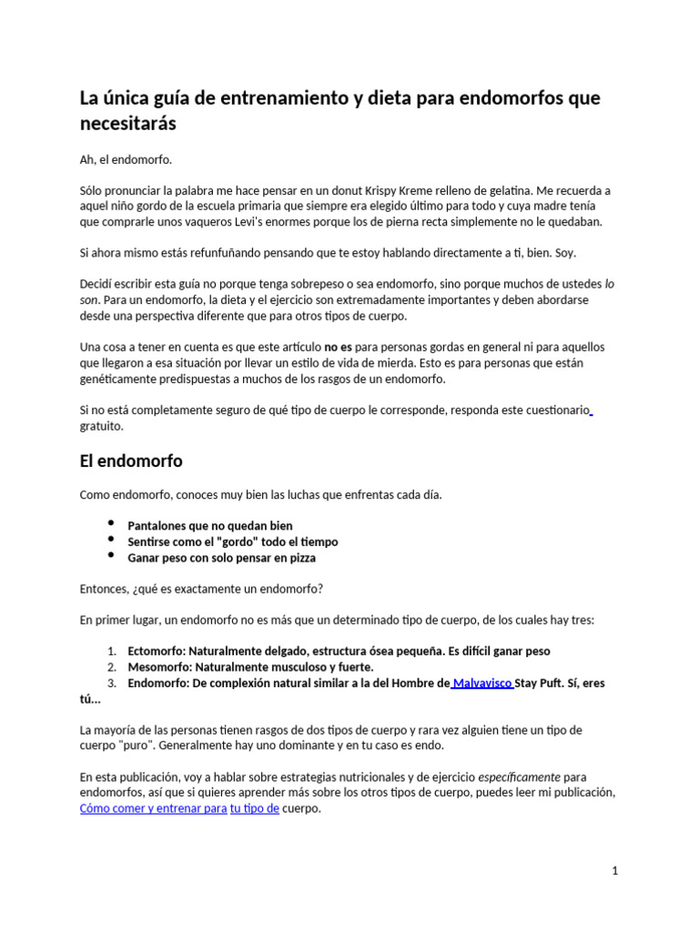 La Única Guía de Dieta y Entrenamiento para Endomorfos Que Necesitarás ...