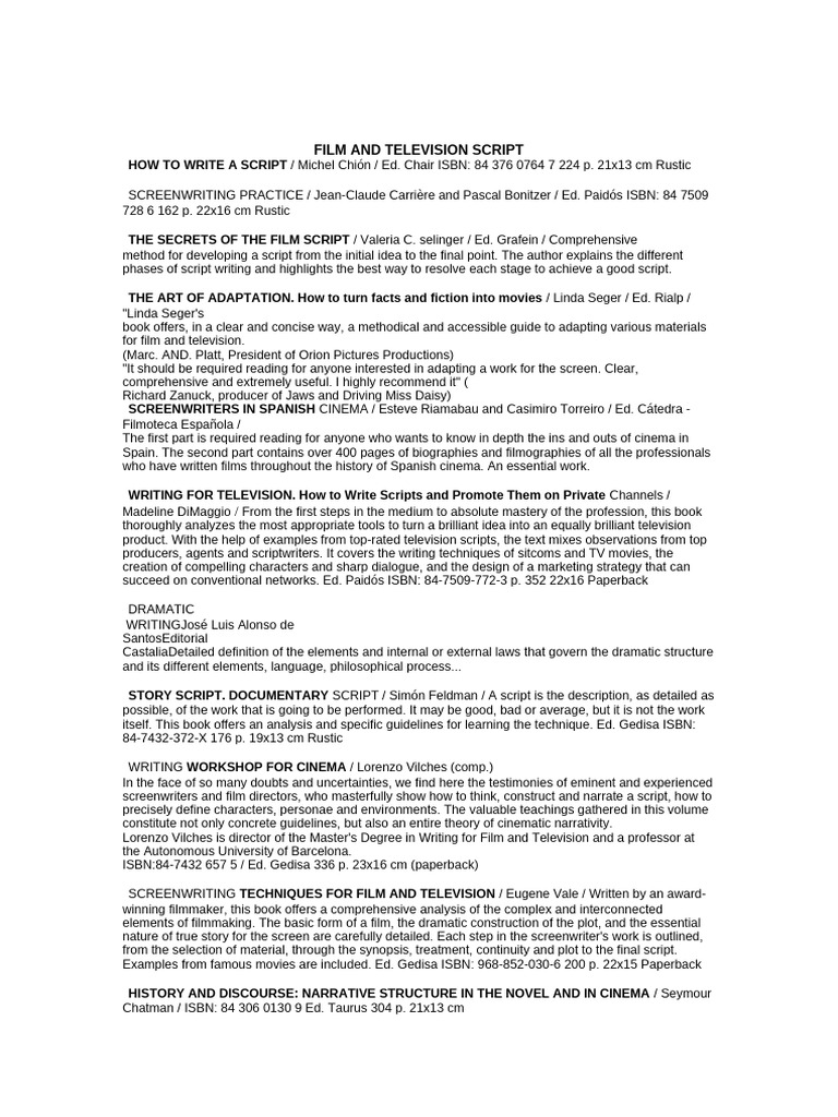 Screenplay For Film and Television | PDF | Screenplay | Books