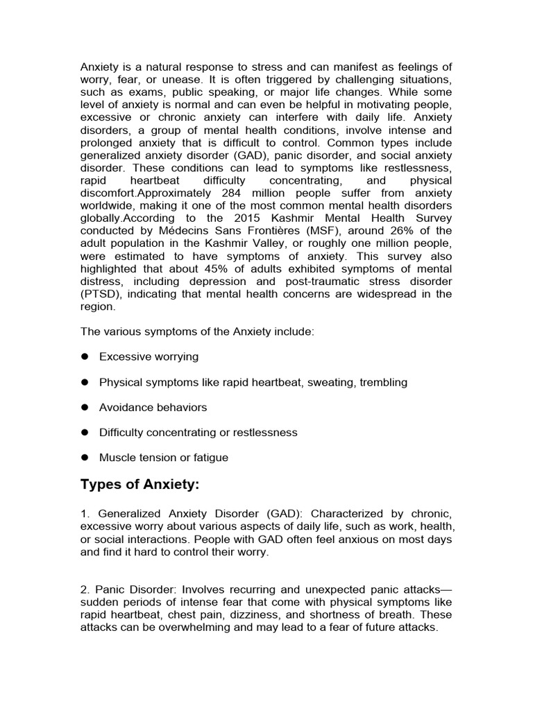 Anxiety Is A Natural Response To Stress and Can Ma | PDF | Anxiety ...