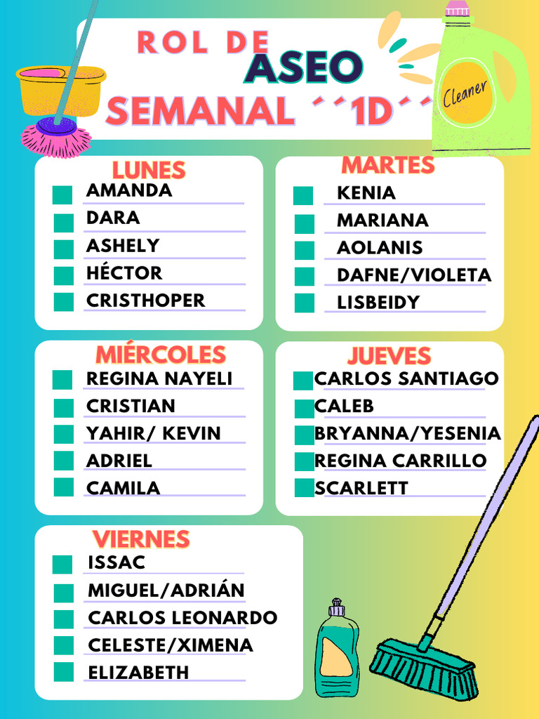 Rol de Aseo 1D | PDF