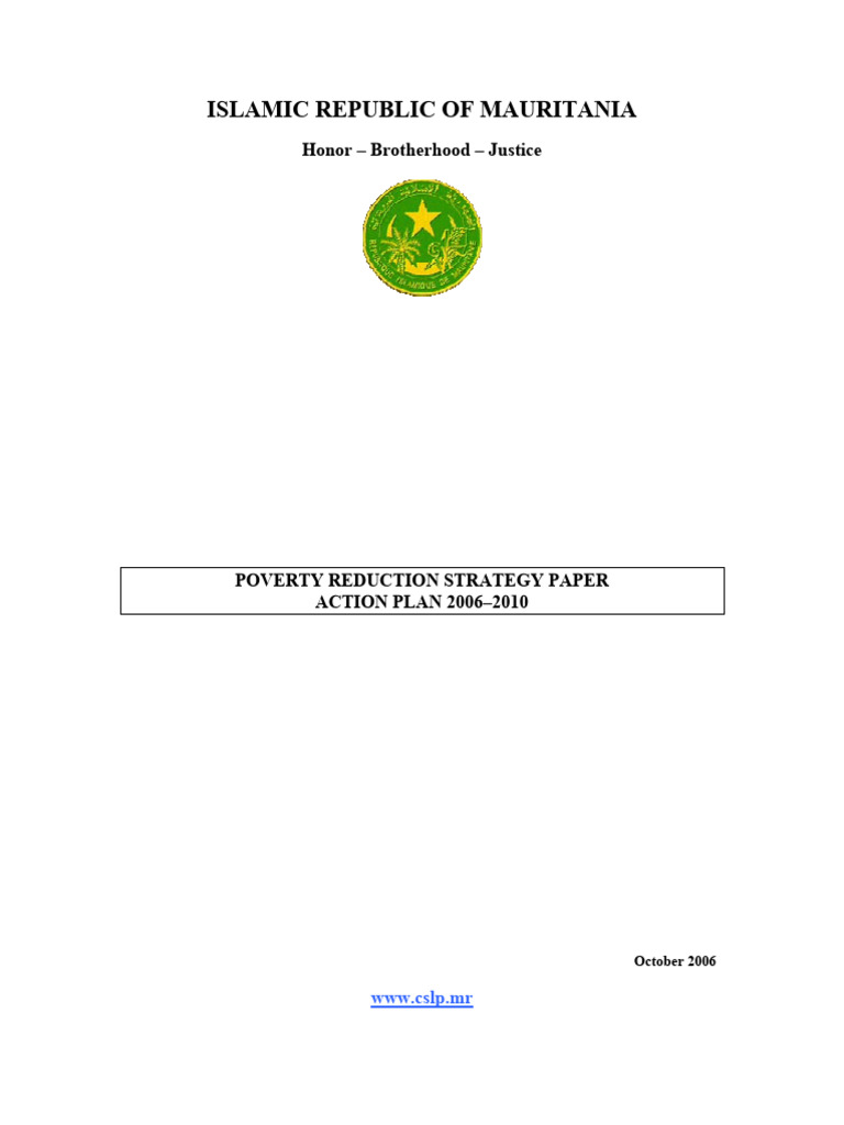 Poverty Reduction Strategy Paper - Action Plan 2006-2010 | PDF ...