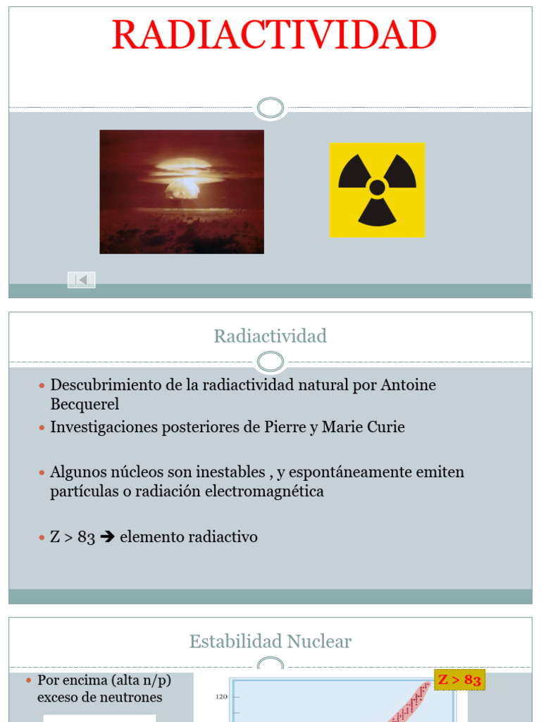 Radiactividad: Tipos y Efectos | PDF | Desintegración radioactiva ...