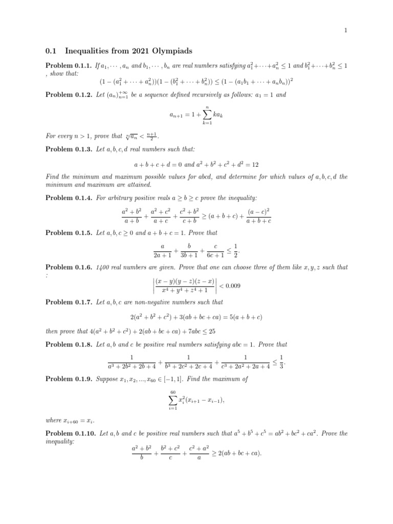 2021Inequalities_Alex | PDF | Mathematics | Mathematical Concepts
