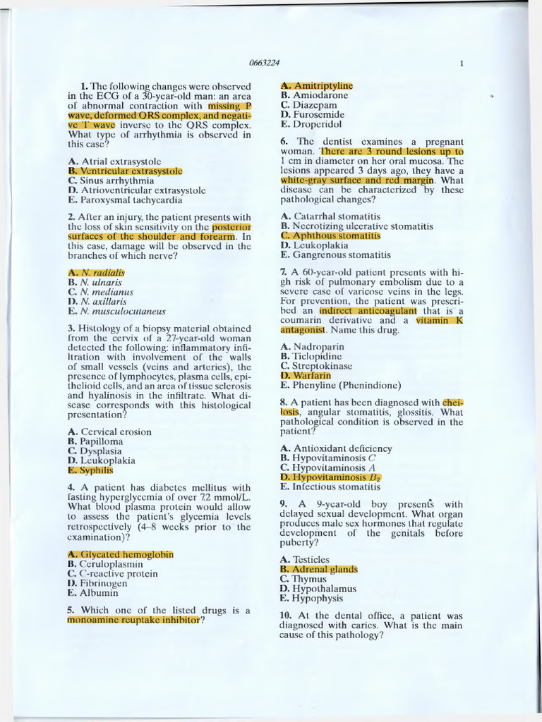2024 July_EN_Krok 1_Dentistry | PDF | Coronary Circulation | Heart Valve