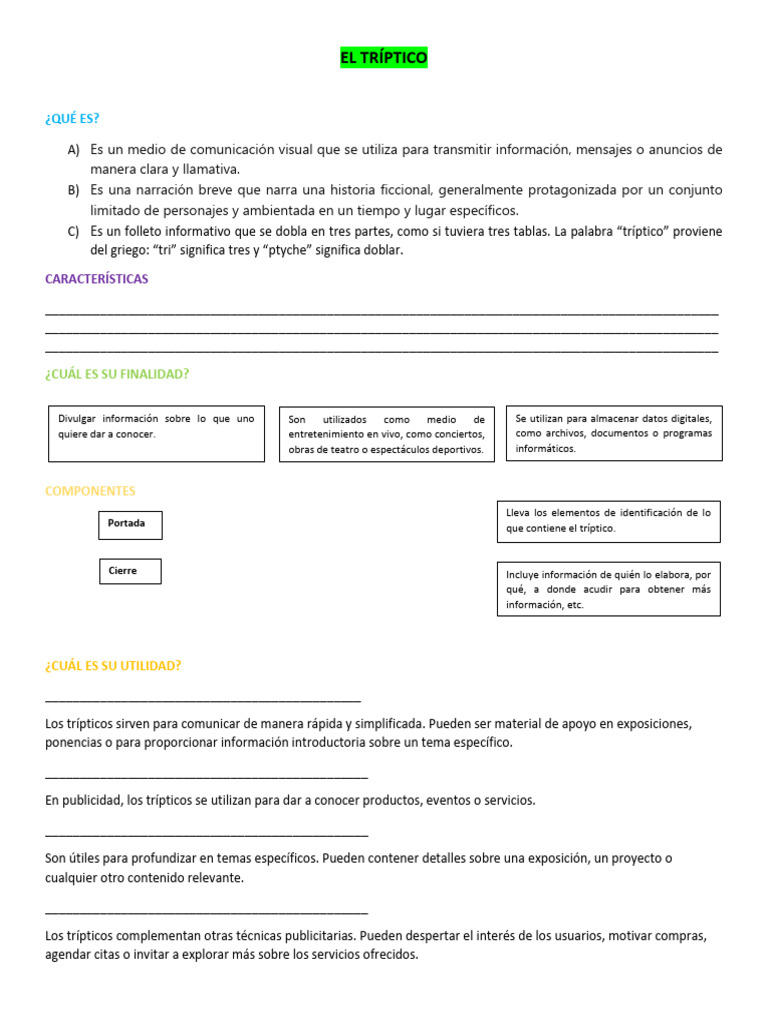 Tríptico: Definición y Usos Principales | PDF | Información ...