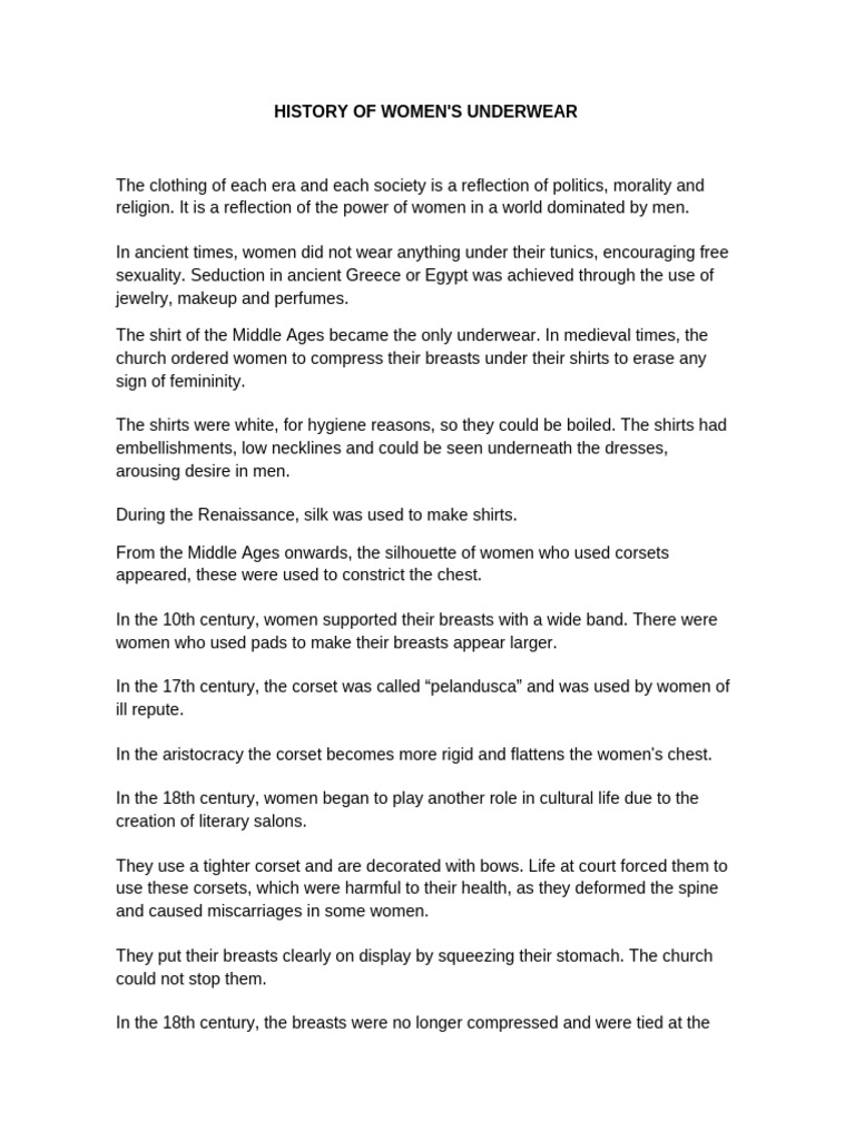 Nanopdf - Com - History of Womens Underwear The Clothing of Every | PDF ...