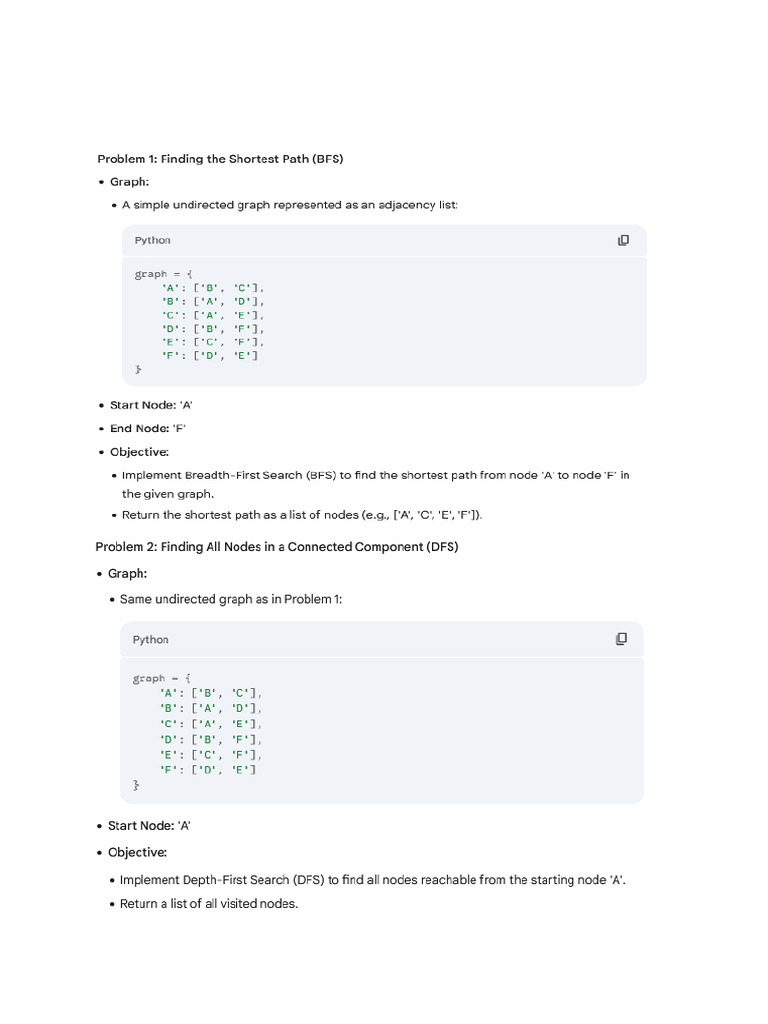 Lab Assignment - 3 (BFS & DFS) | PDF