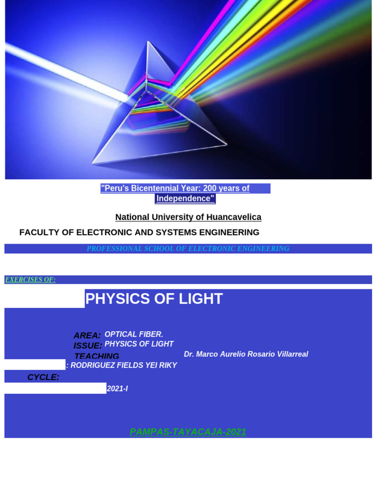 Physics Exercises of Light | PDF | Refraction | Wavelength