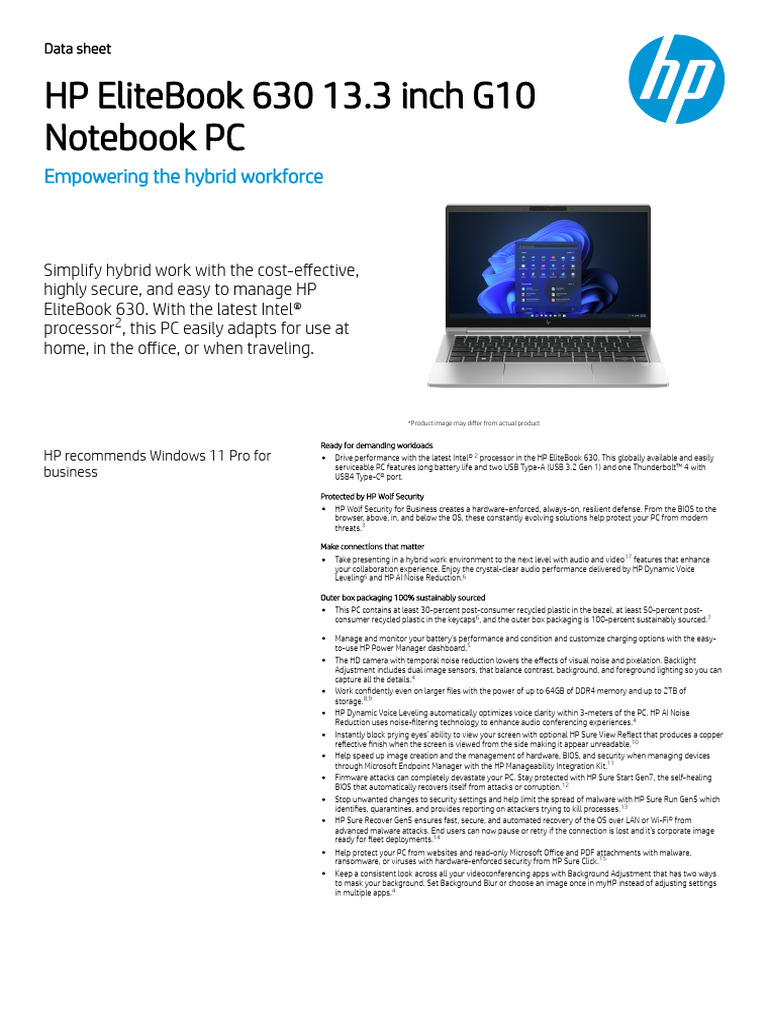 HP EliteBook 630 13.3 - C08488423 | PDF | Windows 10 | Microsoft Windows