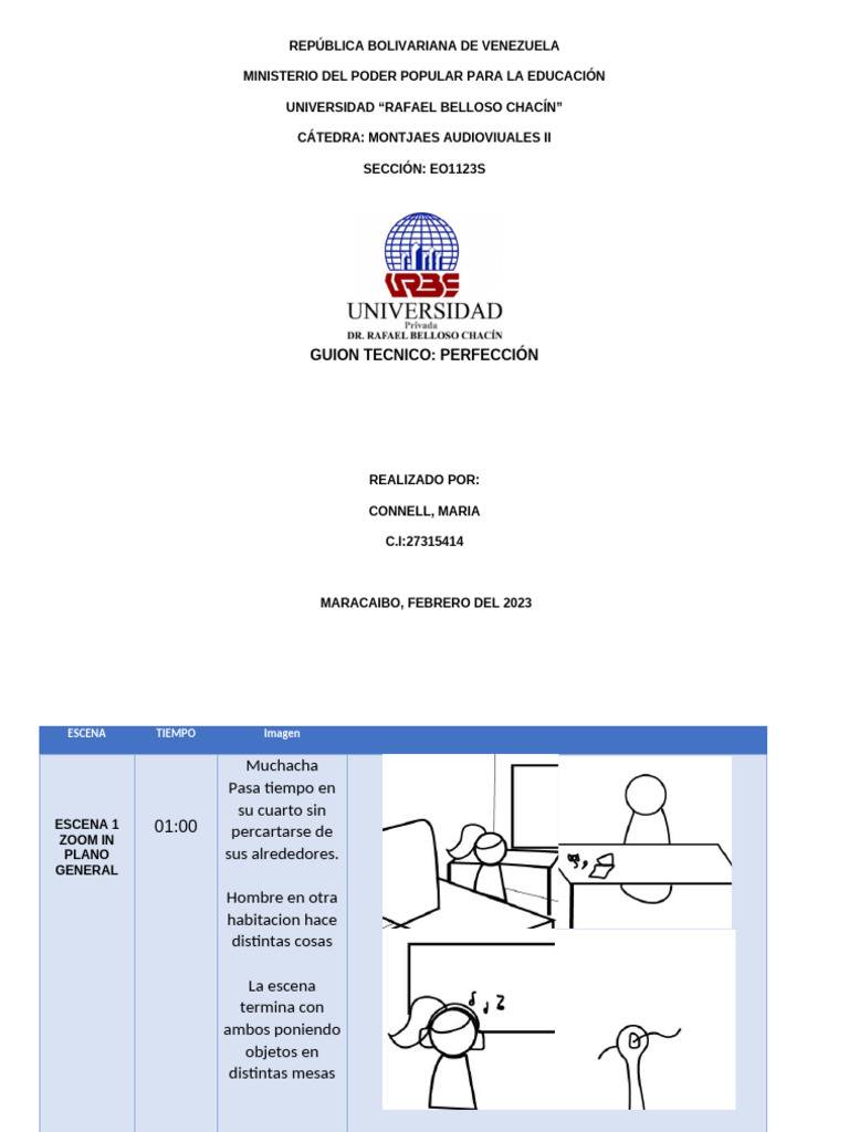 Guion Tecnico. Maria Connell. C.I 27315414 | PDF