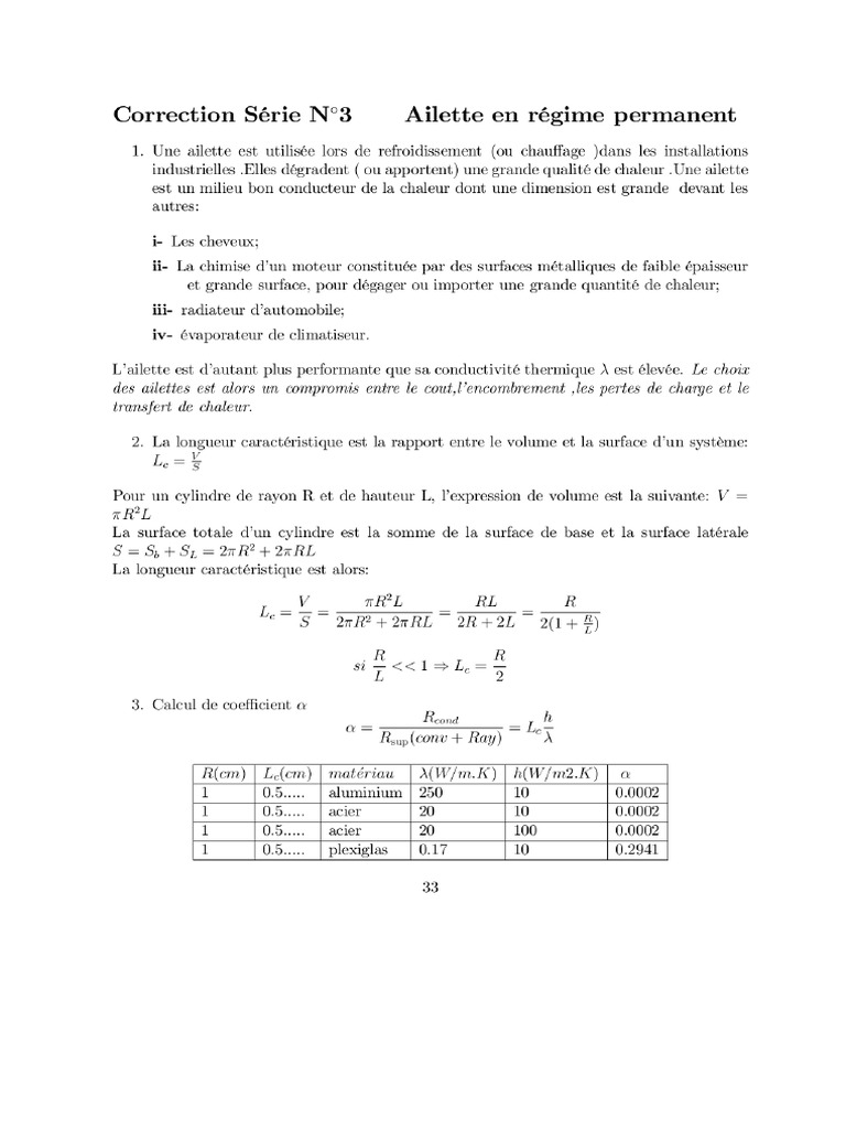 correction serie ailette en regime perm | PDF