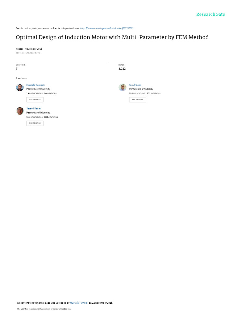 Optimal Design of Induction Motor With Multi-Parameter by FEM Method ...