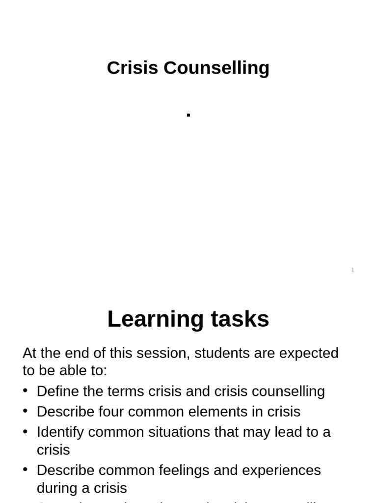 Understanding Crisis Counselling | PDF | Anxiety | Psychology