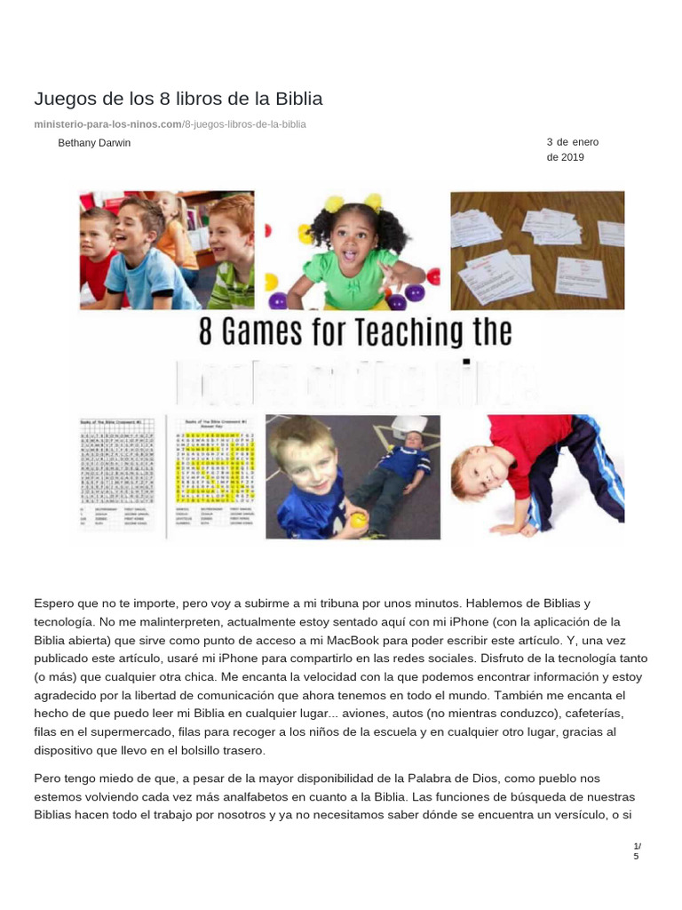 Juegos de libros de la Biblia para niños | PDF | Biblia | Ezra